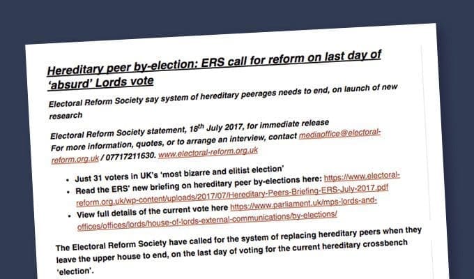 Press Office – Electoral Reform Society – ERS